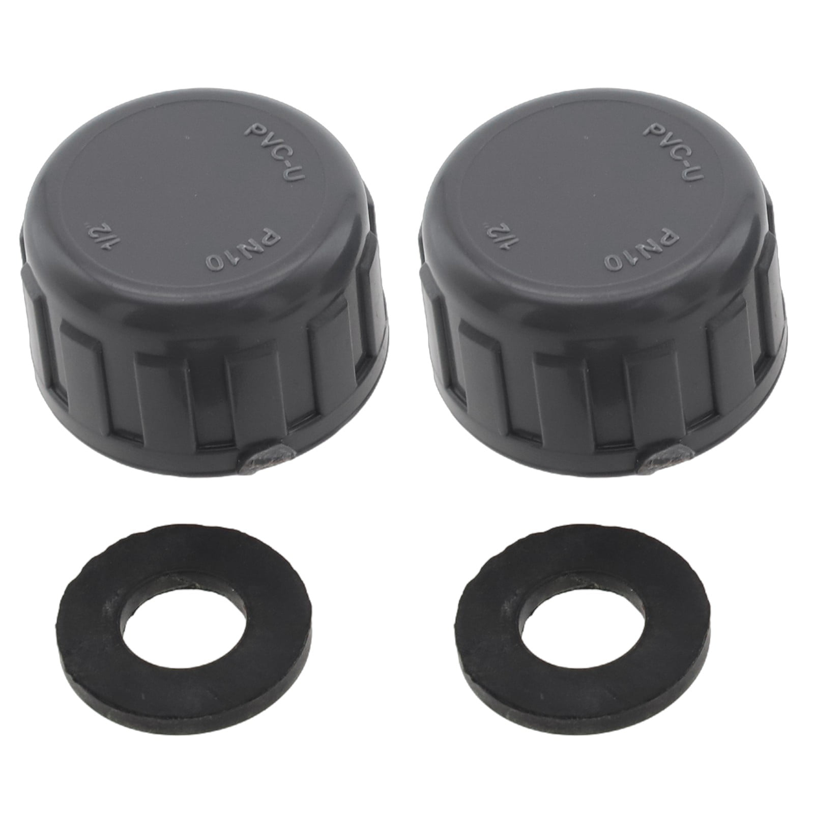 2pcs PVC Threaded Cap Round Female Thread Hose Connector With Rubber ...