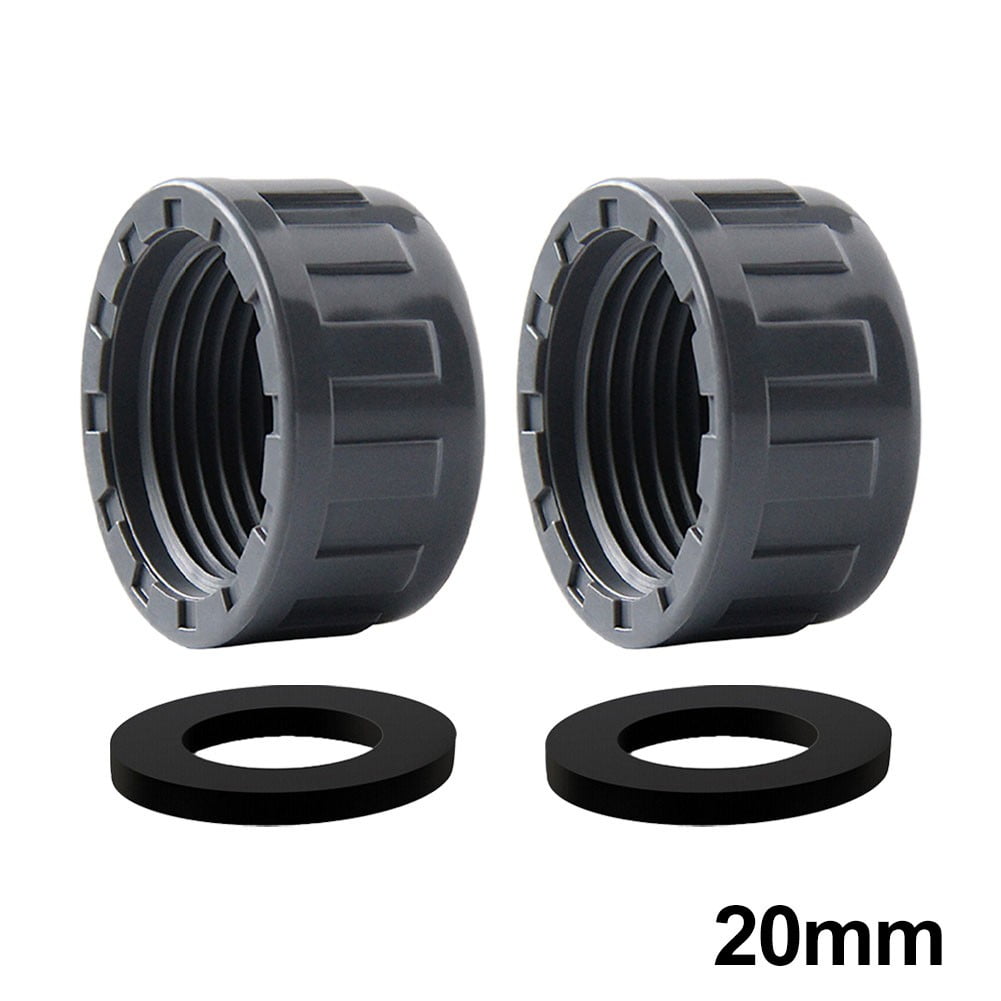 2pcs PVC Threaded Cap Round Female Thread Hose Connector with Rubber ...