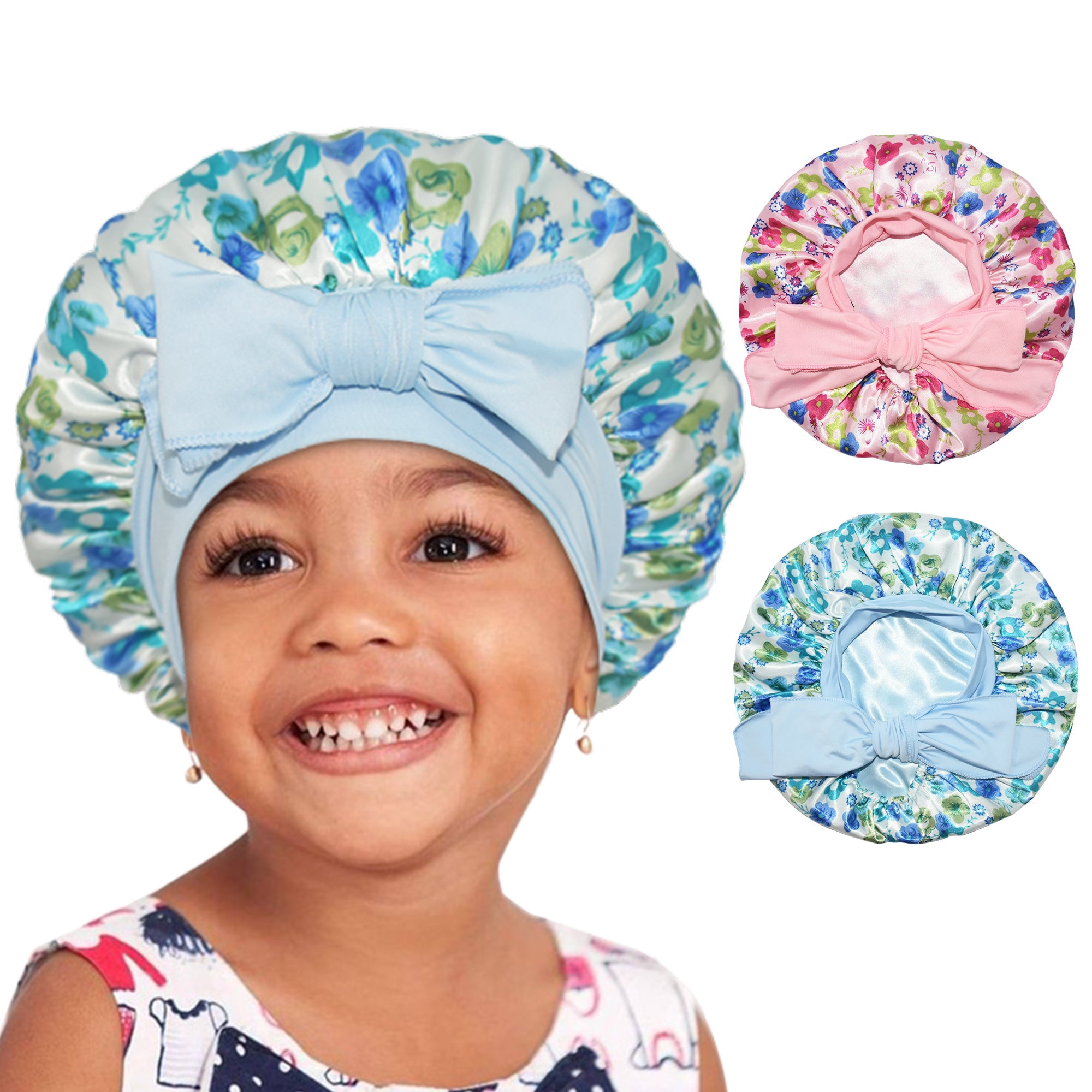 2pcs Pack Baby Bonnet Double Layer Baby Bonnet Kids Bonnet Infant Satin ...