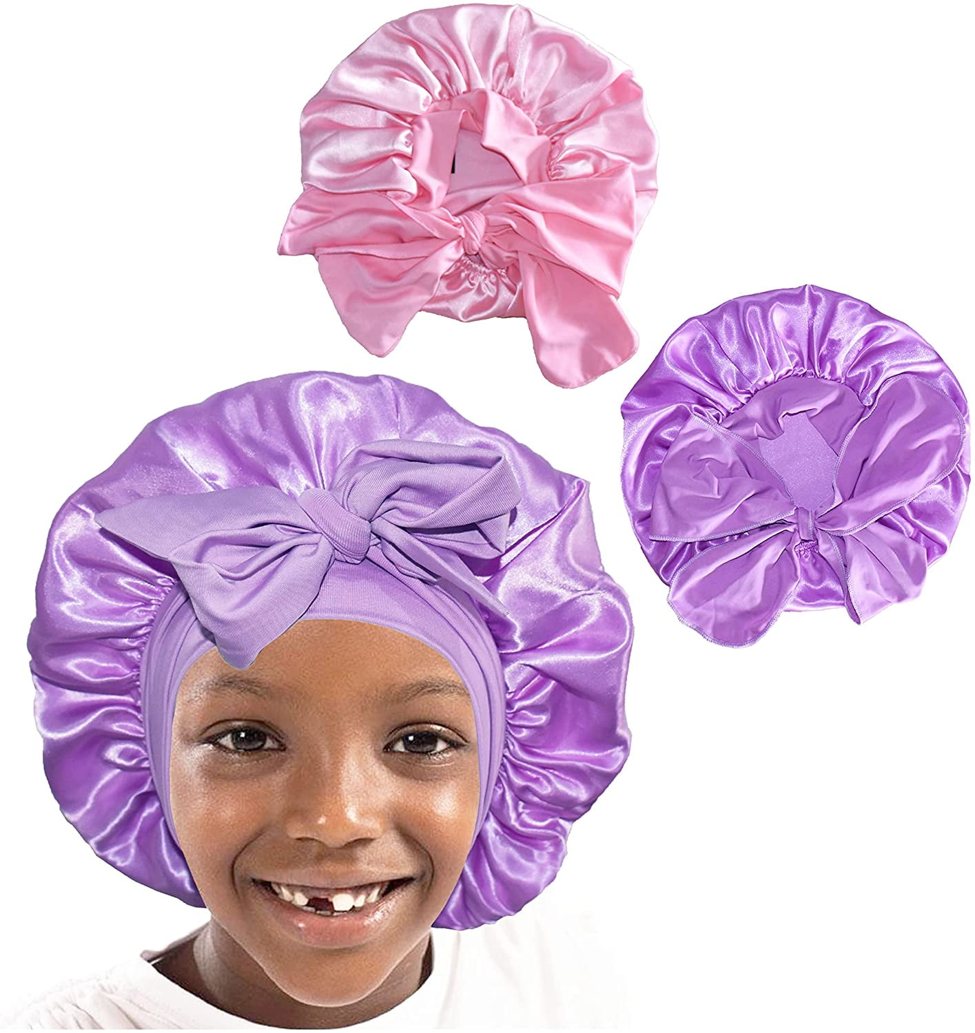 YITING Baby Bonnet, Pink Satin Silk, Adjustable Kids Bonnet ...