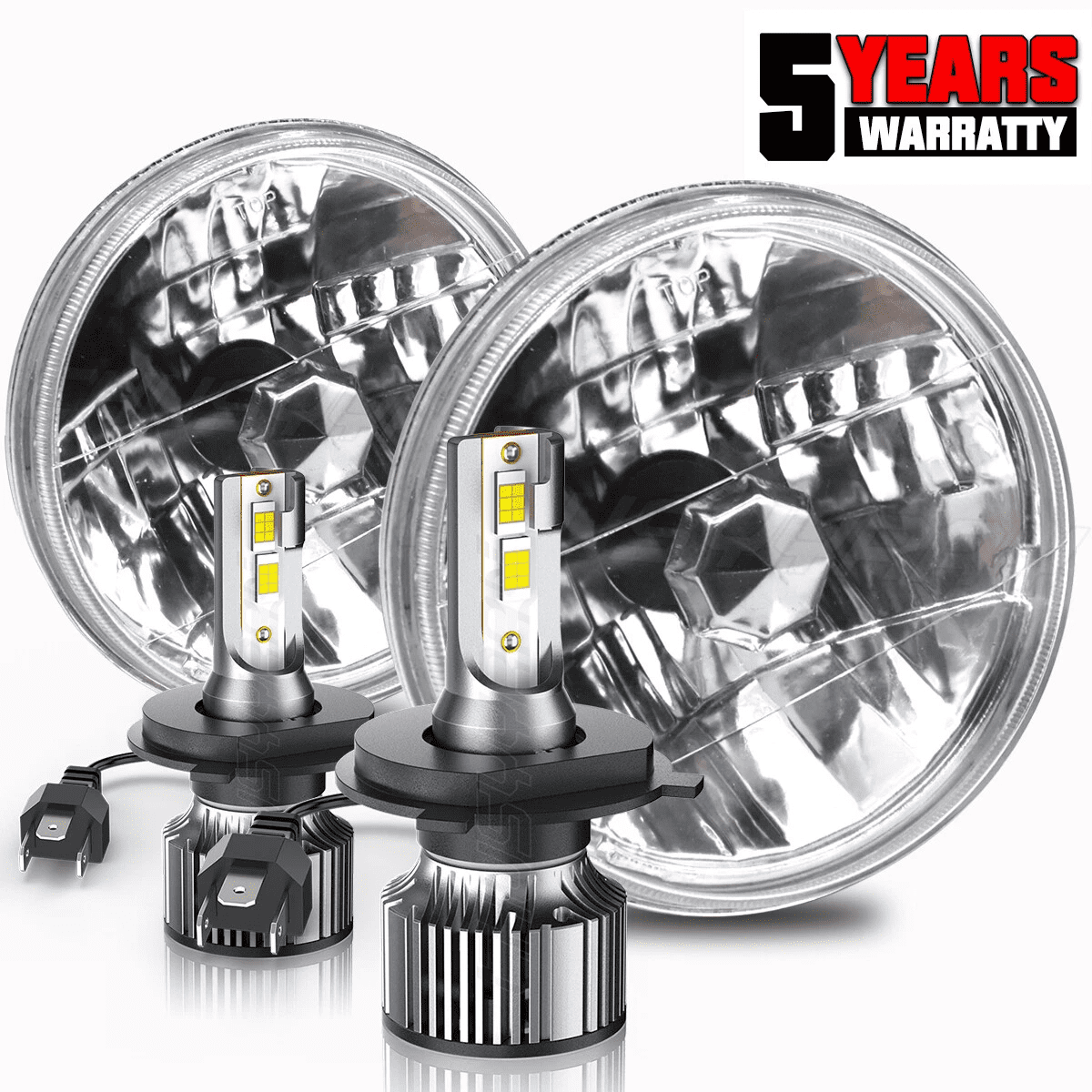 2pcs/Pair 7inch Led Round Headlight High-Low Beam for Peterbilt 379 359 ...
