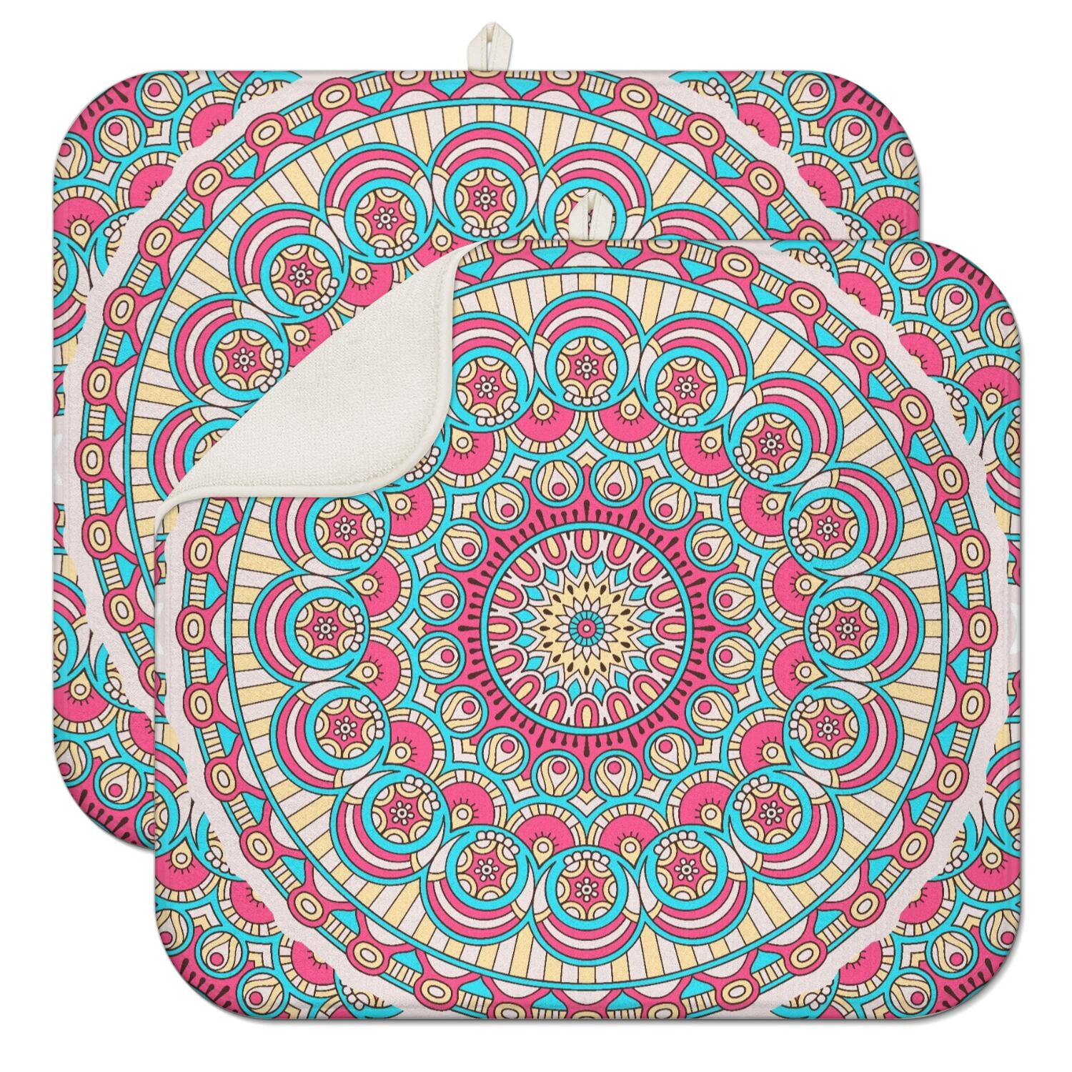 2pcs Paisley Ethnic Mandala Drying Mat, Artistic Spiritual Pattern ...
