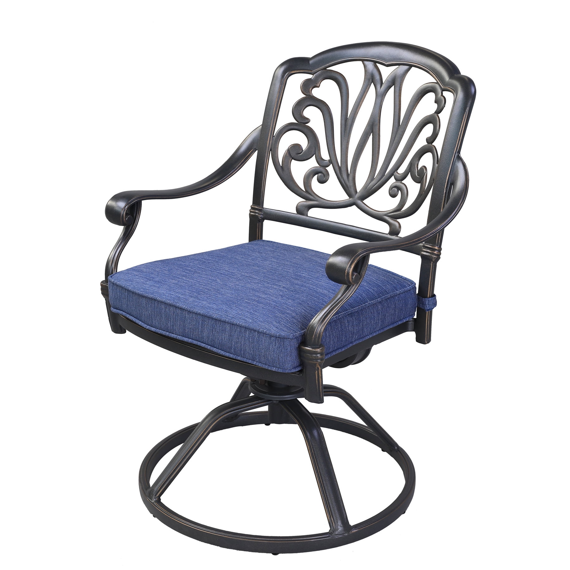 2pcs Patio Outdoor Aluminum Swivel Rocker Chairs With Cushion, Navy ...