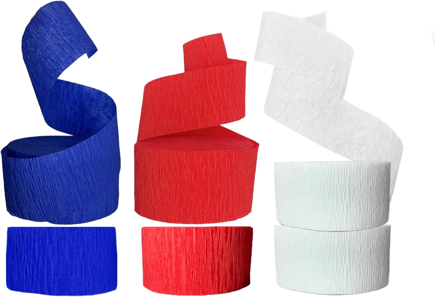 2pcs Patriotic White And Blue Crepe Paper Streamers 6 Rolls 435 Feet ...