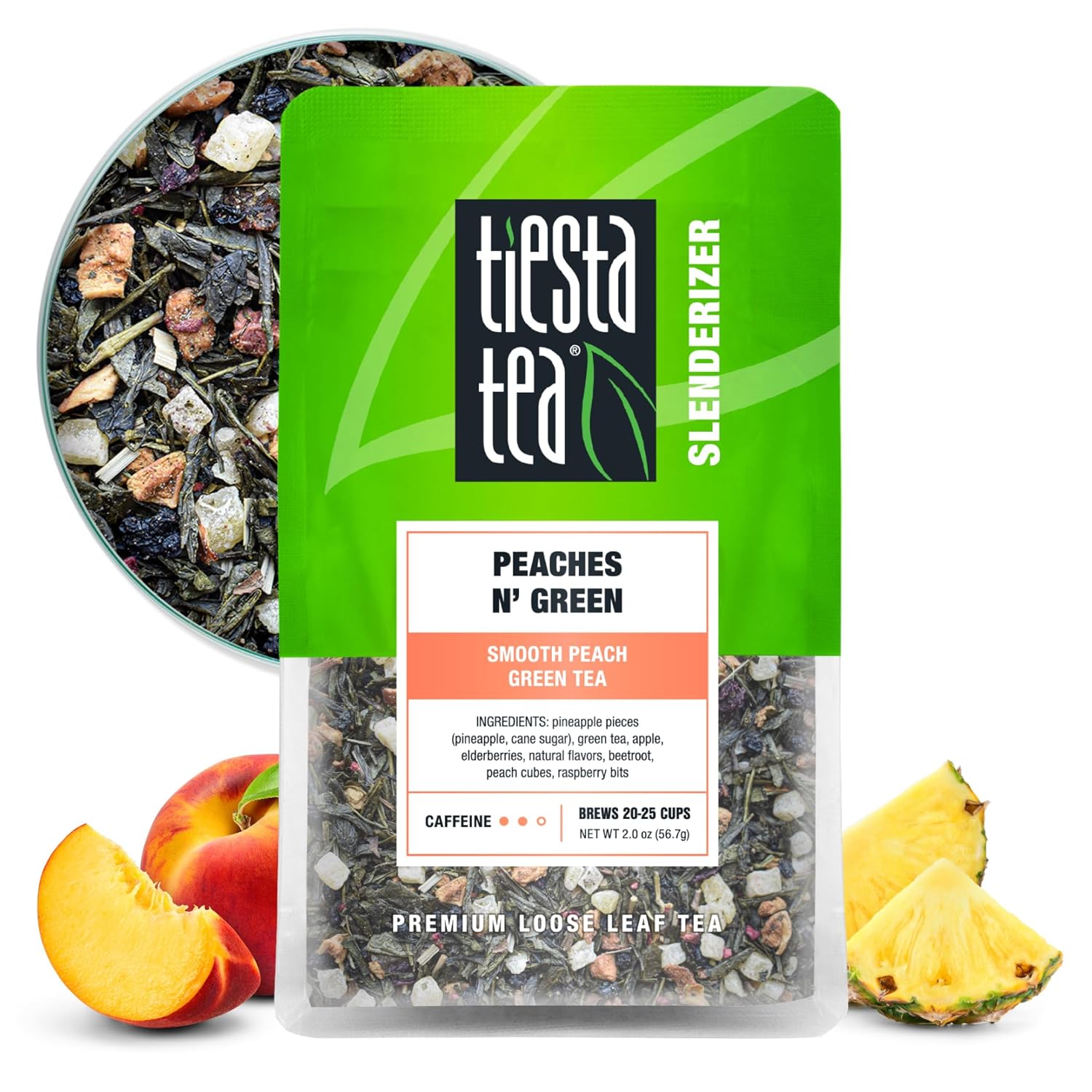 2pcs Peaches N´ Green | Smooh Peach Green | Premium Loose Leaf Blend | Medium Caffeinaed Green ...