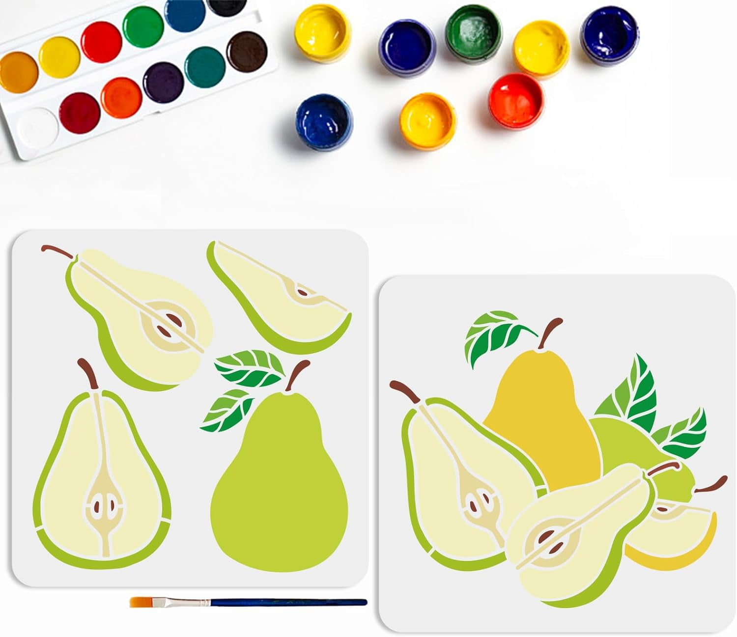2pcs Pear Fruit Stencil 11.8×11.8inch Large Fruit Theme Stencil with ...