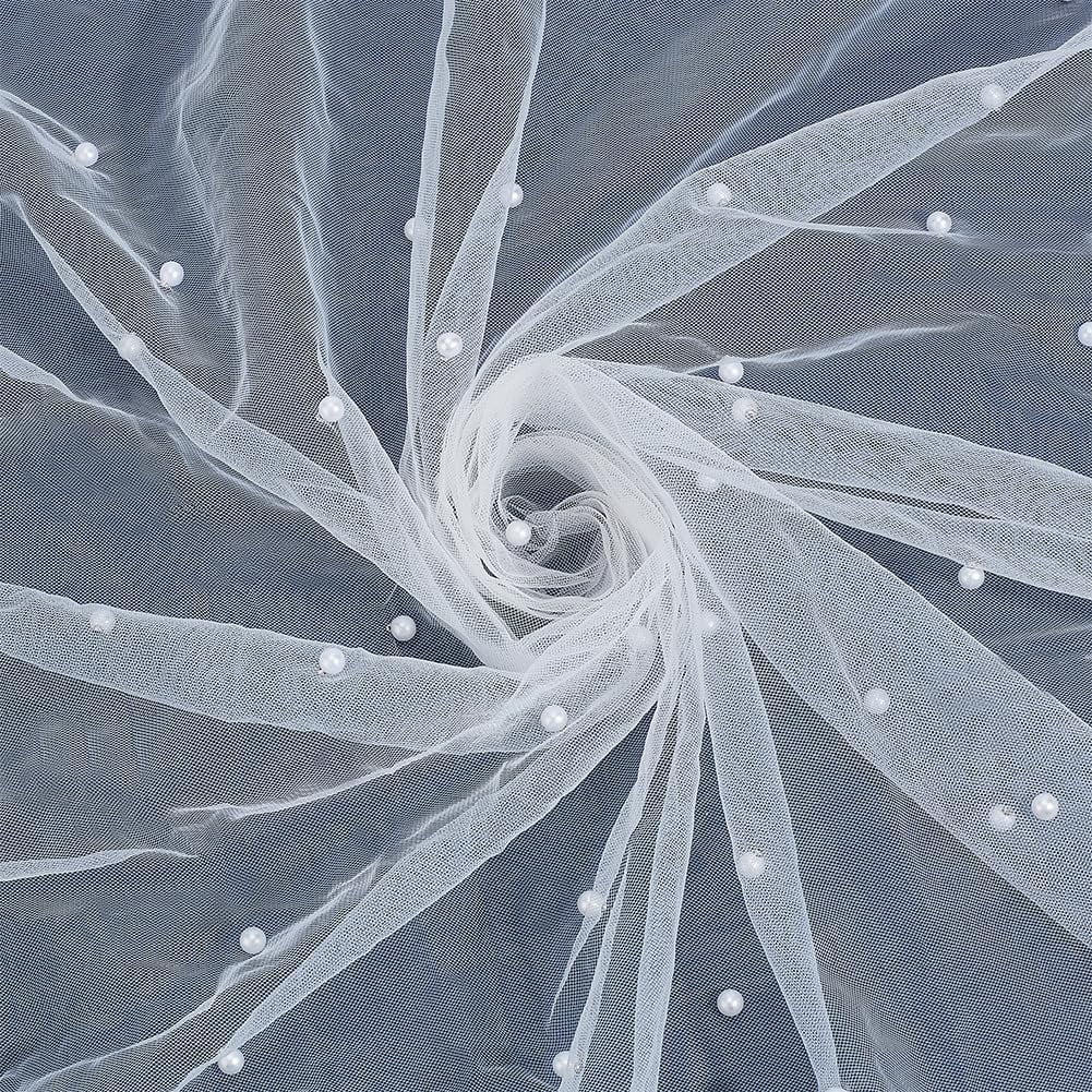 2pcs Pearl Tulle Fabric 63×78.7 inches Pearl Table Runner Wedding Veil Table Cloth Cornsilk ...