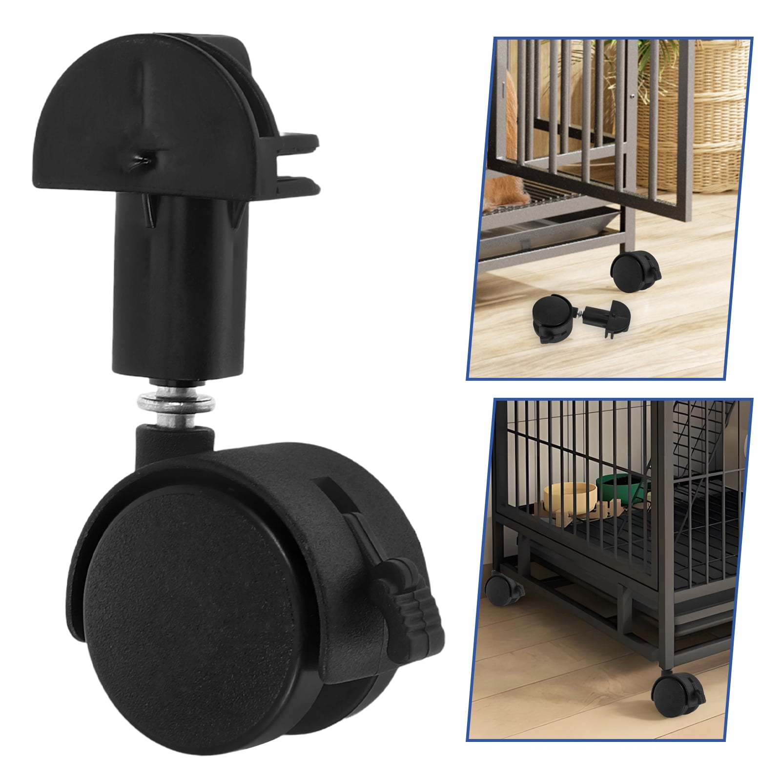 2pcs Pet Cage Casters Twin Wheels with Brake Replacement Furniture ...