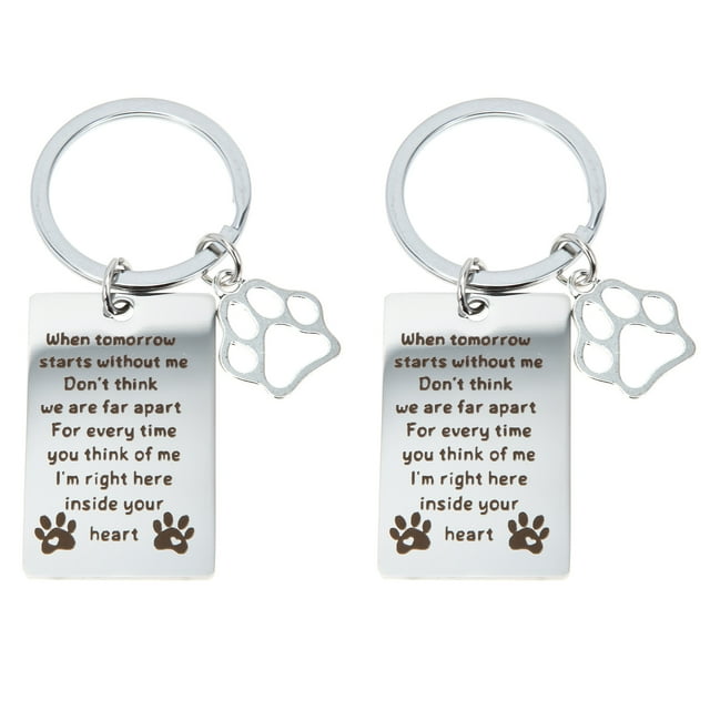 2pcs Pet Dog Memorial Key Chain Stainless Steel Keyring Key Holder Bag ...