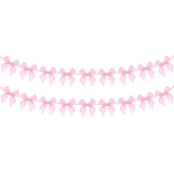 2pcs Pink Bow Garland Banner, Pink Ribbon Bow Party Decorations for ...