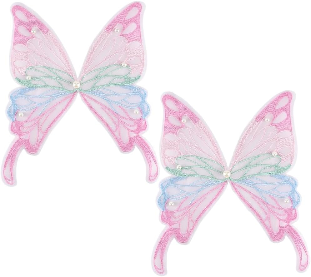 2pcs Pink Butterfly Patches Embroidered Iron on Patches Butterflies Sew ...