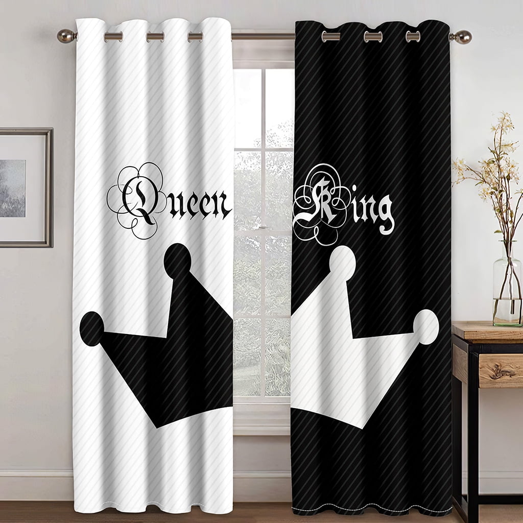 2pcs Pink King Crown Kids Girl Boy Curtains Blinds Window Treatment for Bedroom Office Kitchen ...