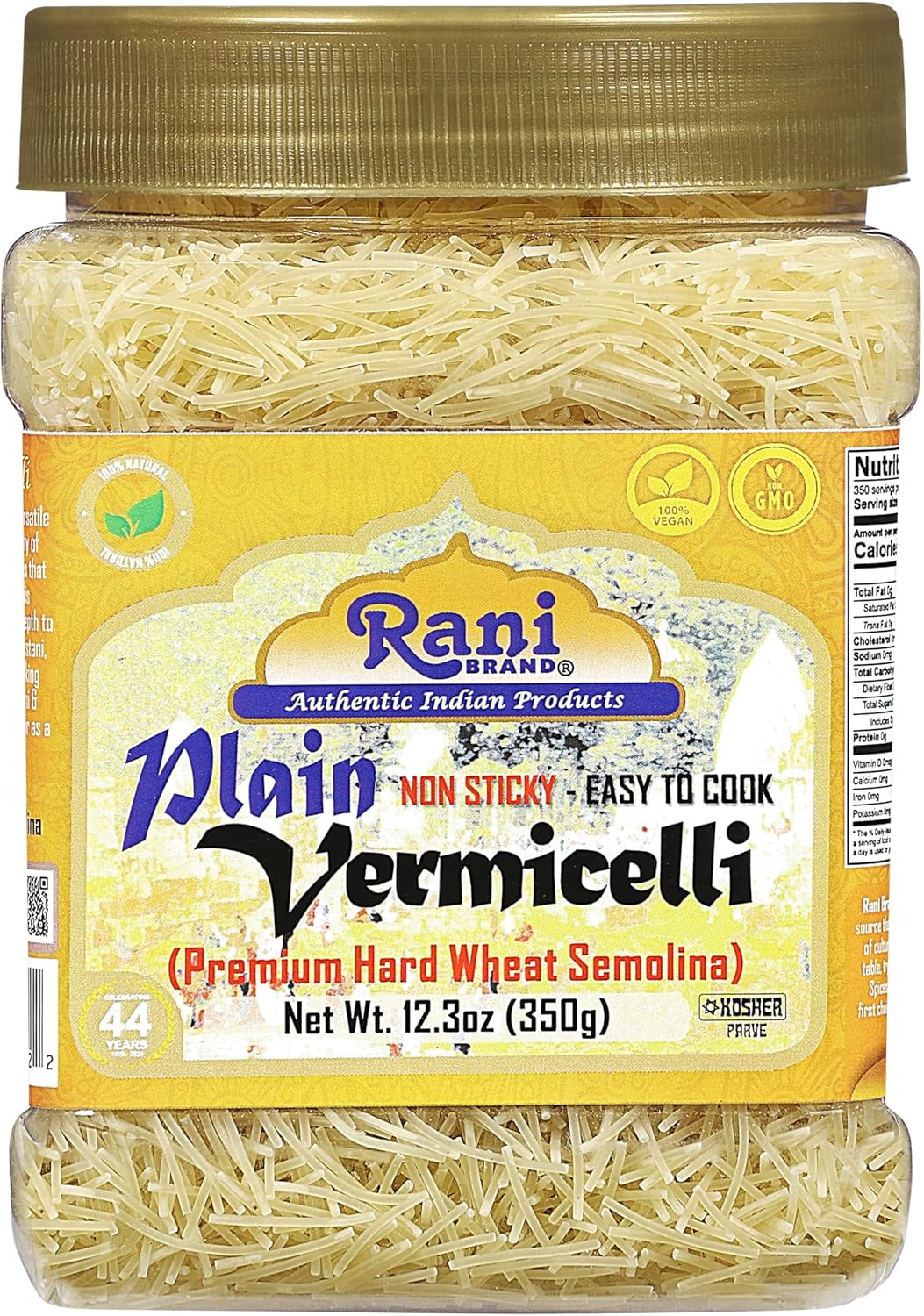 2pcs Plain Vermicelli (Wheat Noodles) 12.25oz (350g) PET Jar ~ All Natural | Vegan | NON-GMO ...