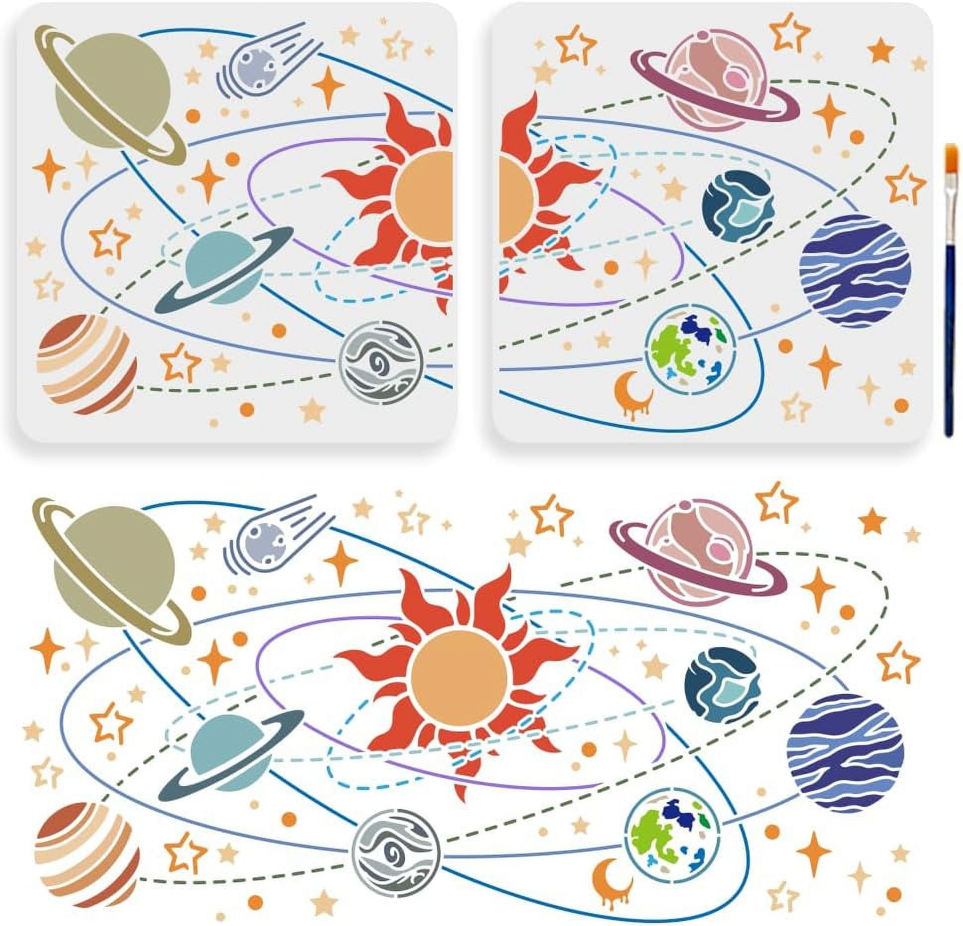 2pcs Planet Galaxy Star Stencil 21.4×10.5inch Splicing Large Outer ...