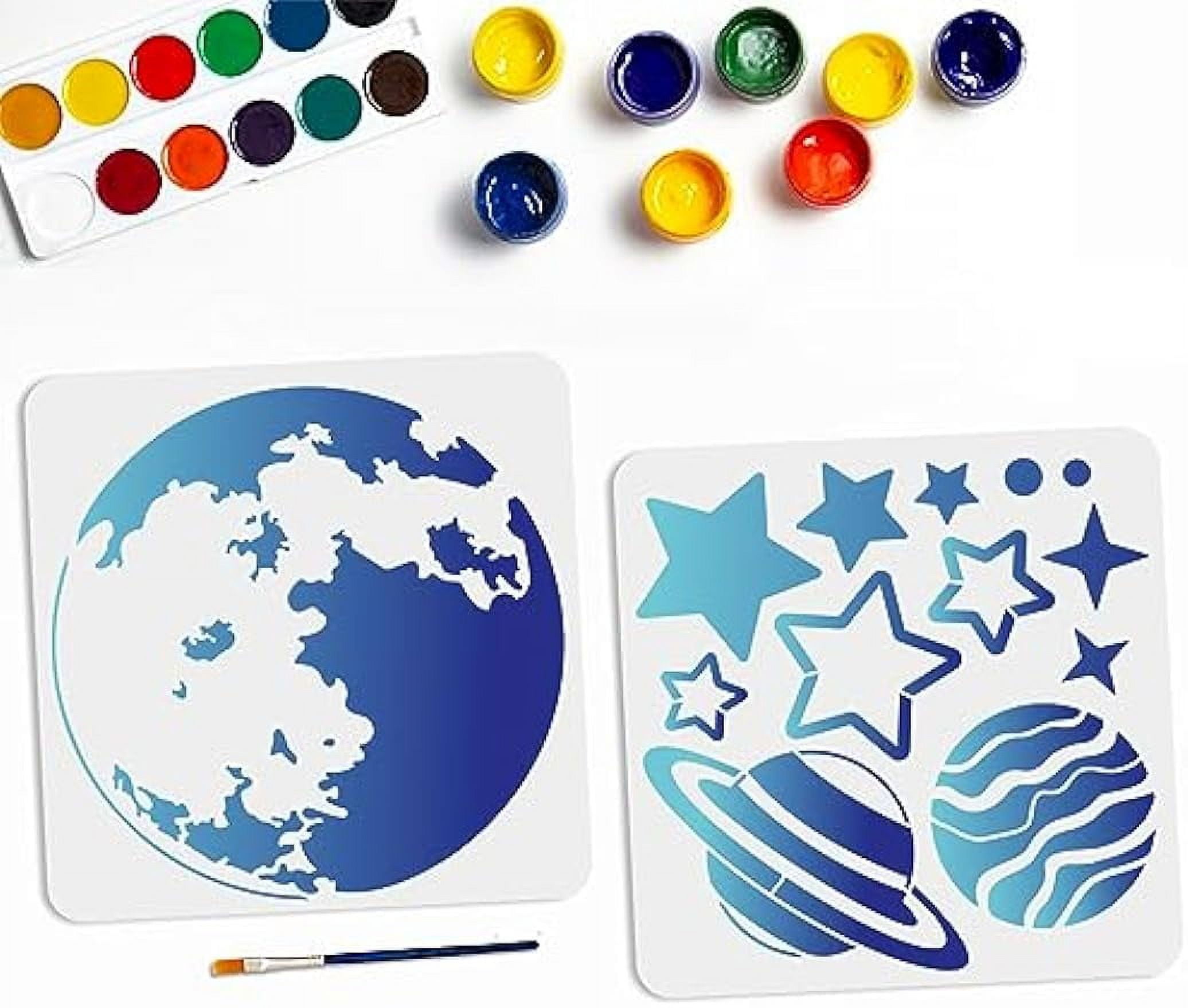 2pcs Planet Stencil Space Theme Stencil Earth Star Template 11.8×11 ...