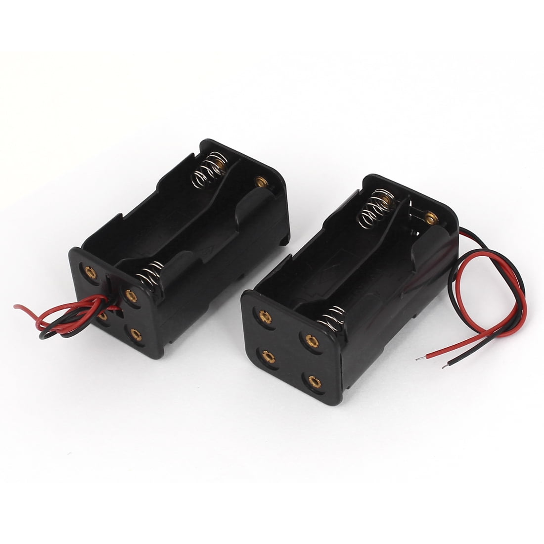 2pcs Plastic Double Sides 2-Wired 4 x 1.5V AA Battery Case Storage ...