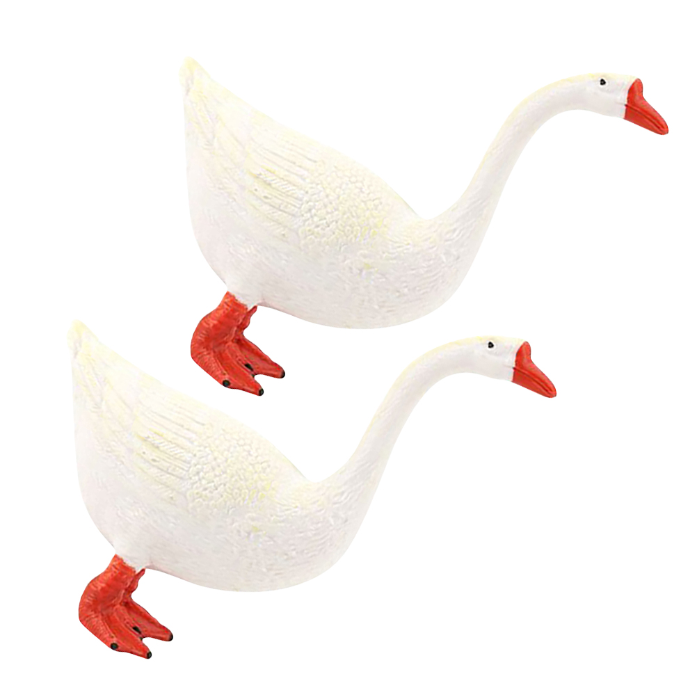 2pcs Plastic Goose Statue Wild Animal Figurines Swan Model Figurines ...