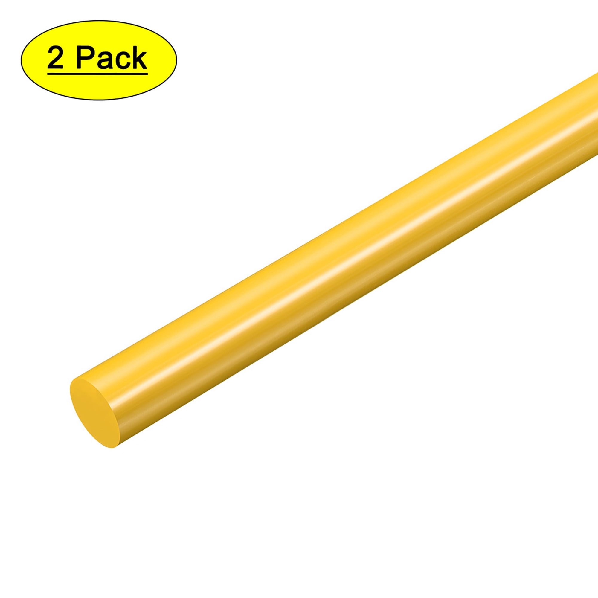 2pcs Plastic Round Rod 1/2" Dia 20" Length Yellow (POM ...