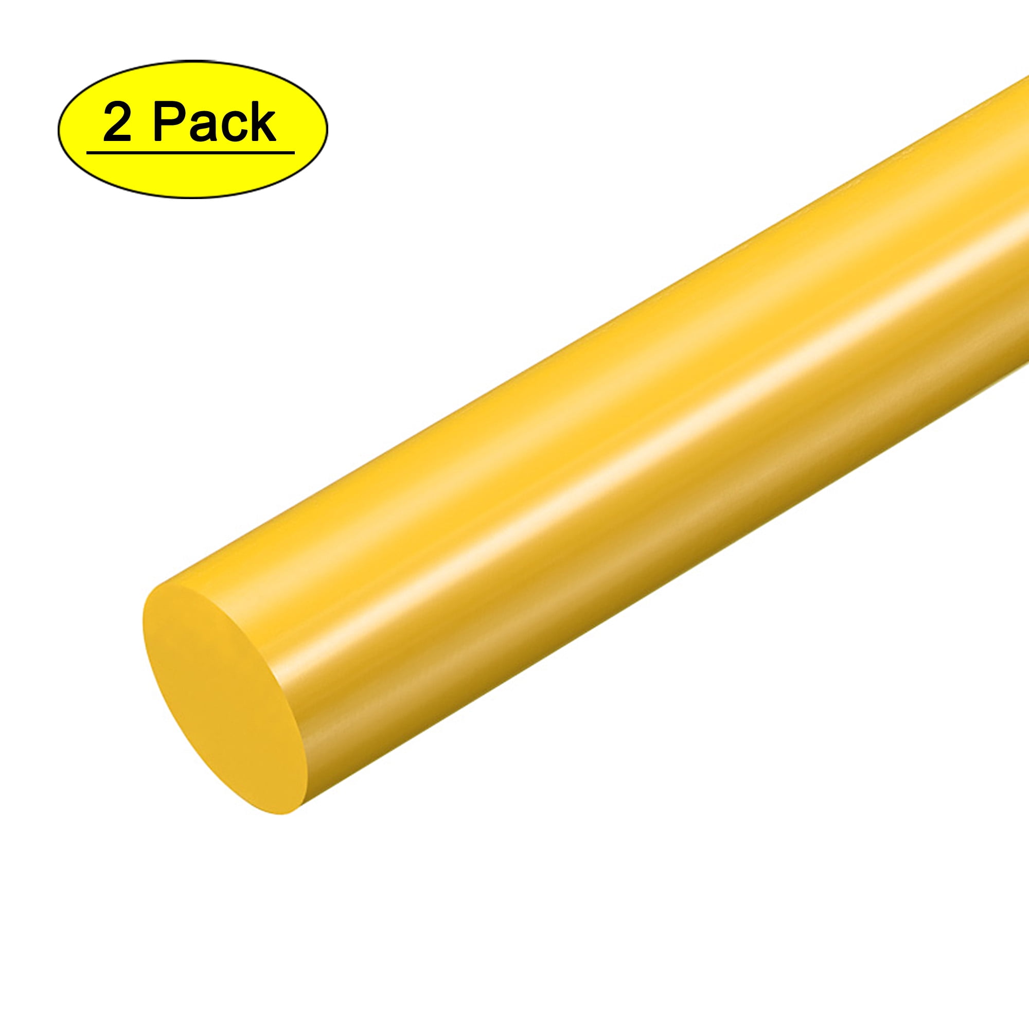 2pcs Plastic Round Rod 13/1" Dia 20" Length Yellow (POM ...