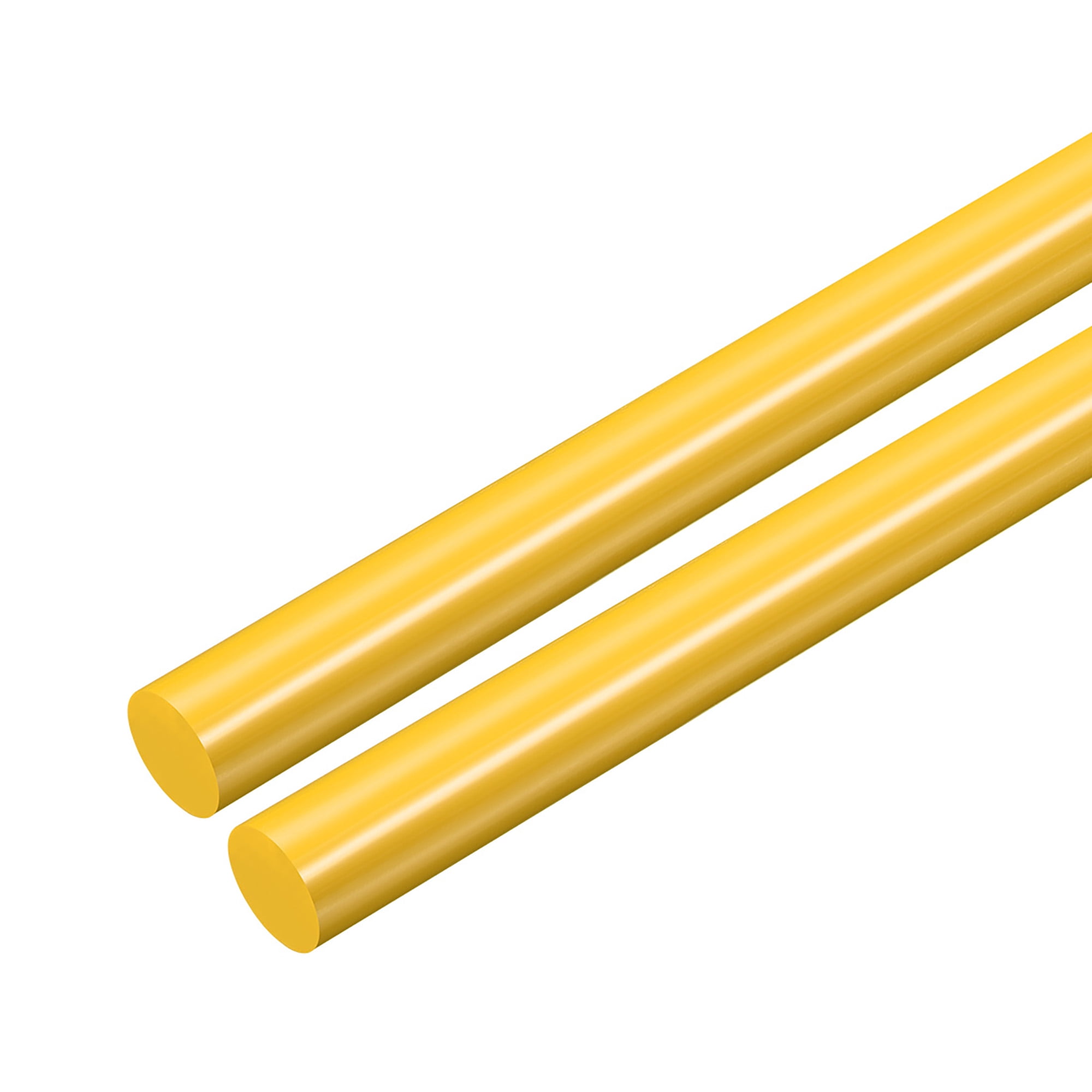 2pcs Plastic Round Rod 3/8" Dia 20" Length Yellow (POM ...