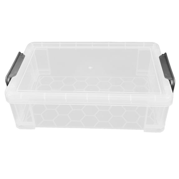 Set of 2 Stackable Plastic Storage Bins with Lids, Small Pencil Box ...