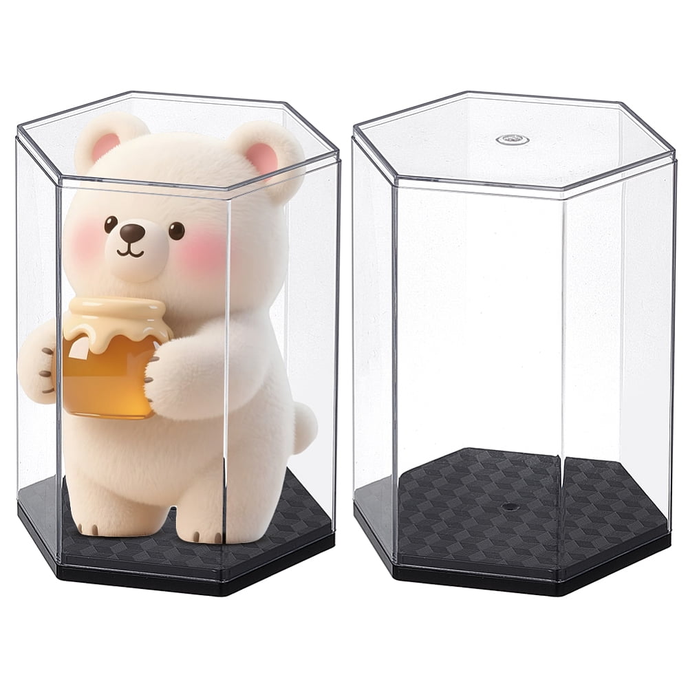 2pcs Plastic with Acrylic Minifigures Display Cases with Black Bases ...