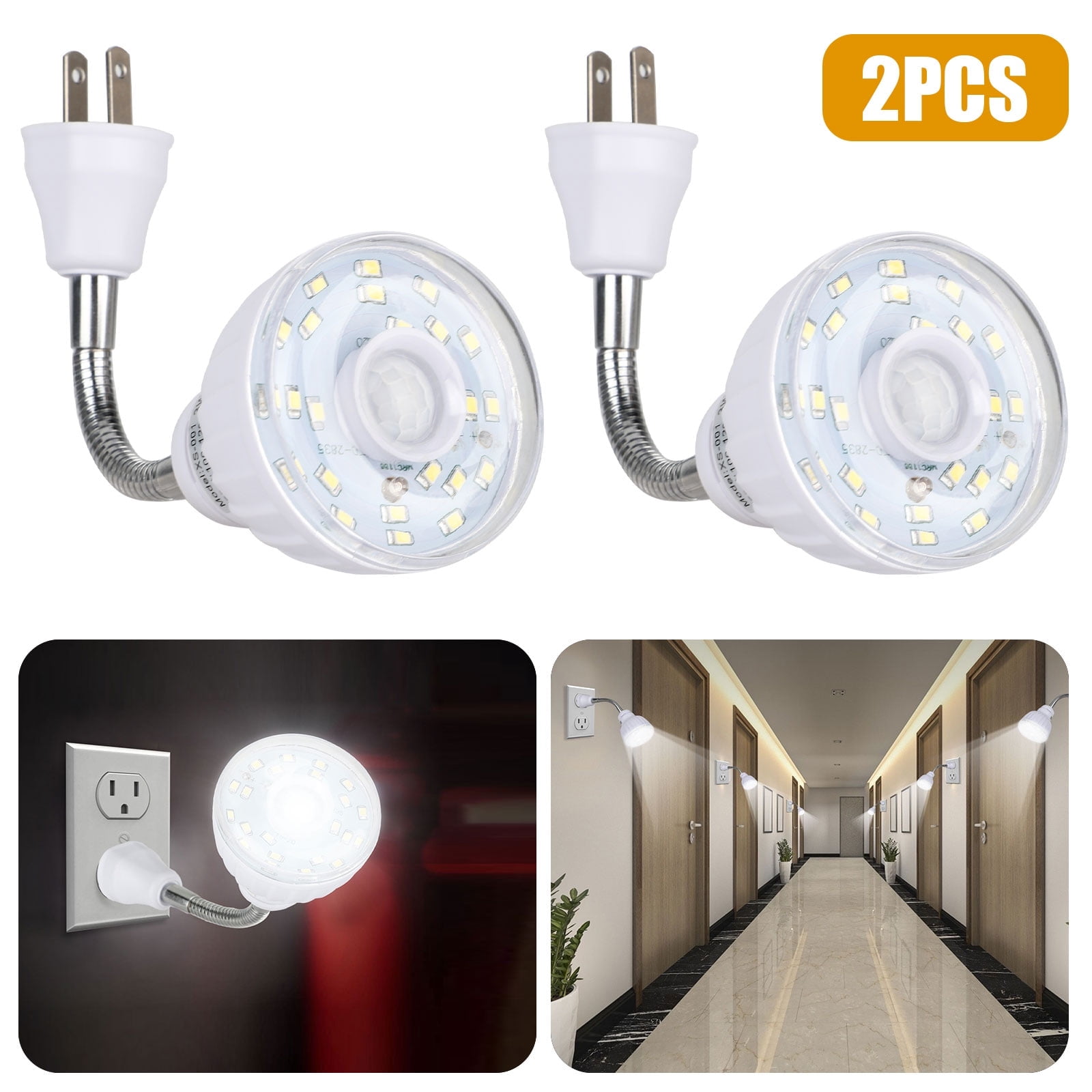 2pcs Plug-in LED Night Light, LED Motion Sensor Step Light with 360 ...