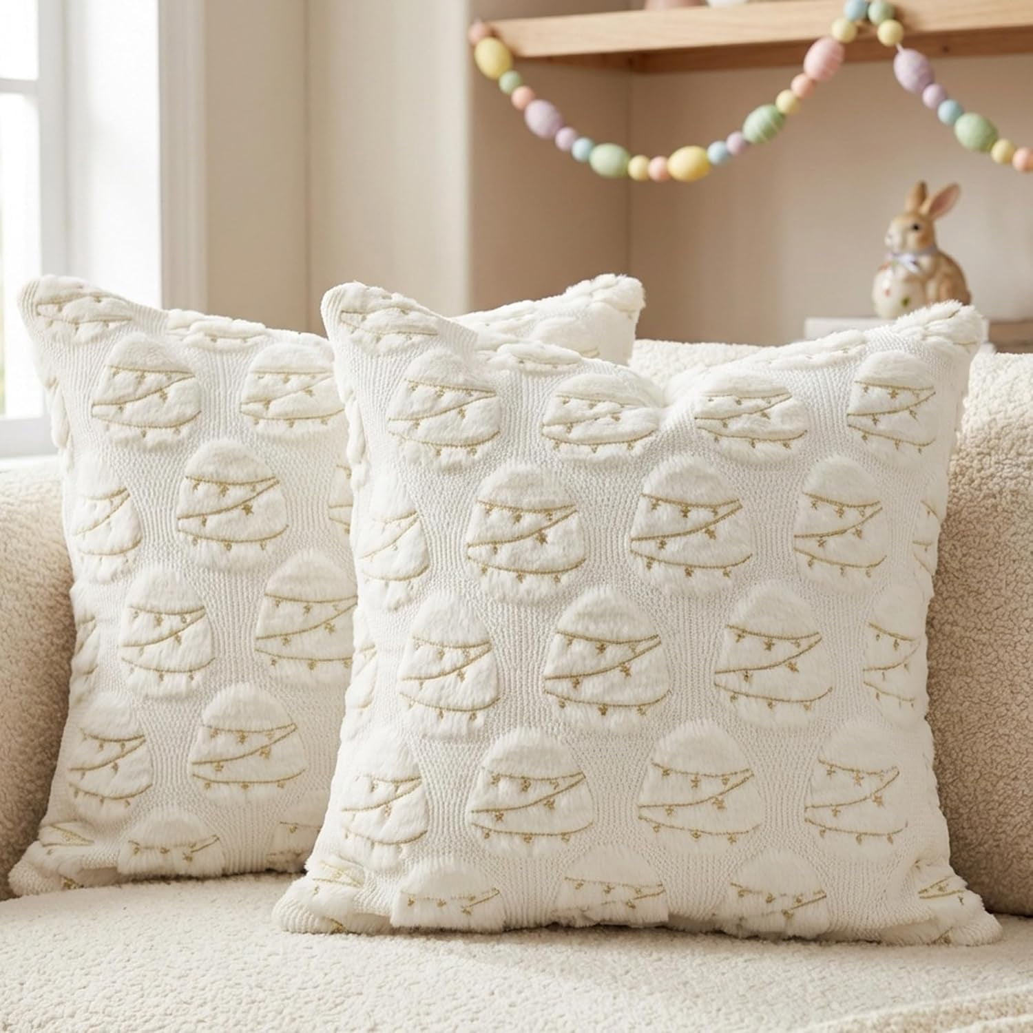 2pcs Plush 3D Easter Bunny Throw Pillows,Easter Pillow Covers - Easter ...