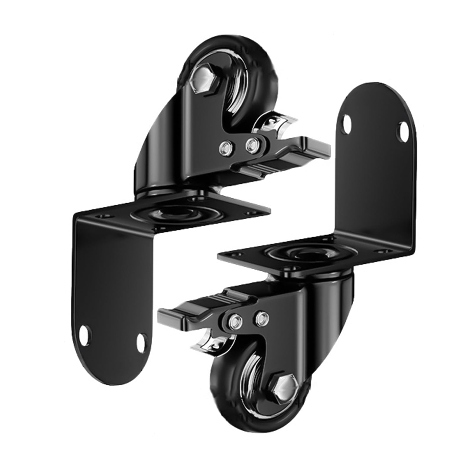 2pcs Polyurethane Casters with Corner Brace Furniture Wheel Smooth ...