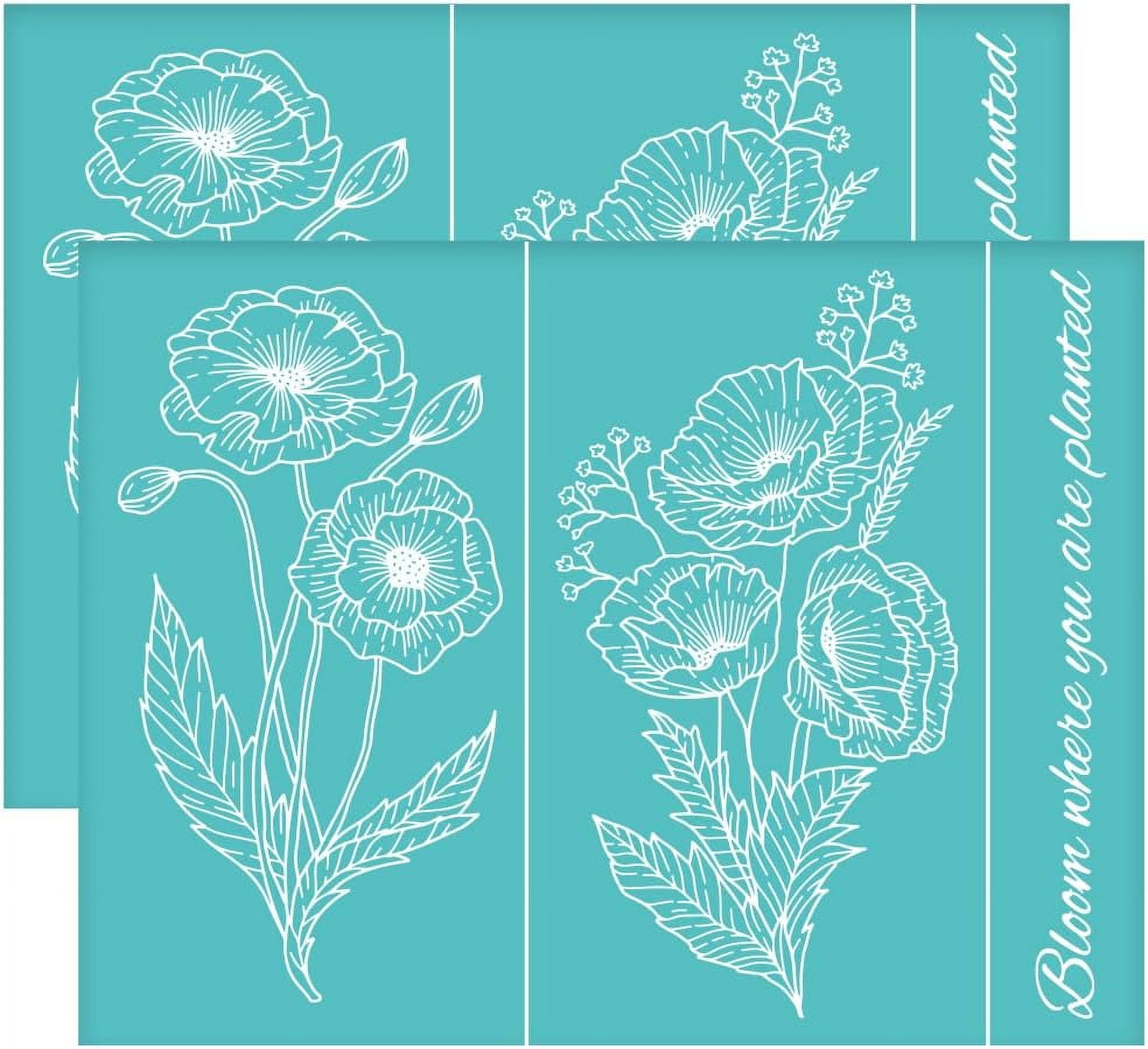 2pcs Poppy Silk Screen Printing Stencils Self-Adhesive Silk Screen ...