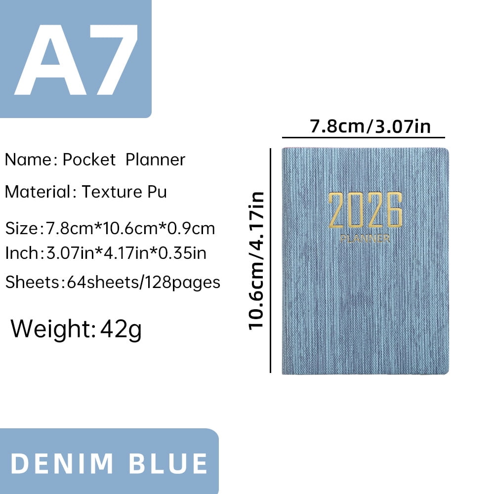 2pcs Portable A7 Weekly Planner 2026 Diary, Mini Creative Notebook with ...