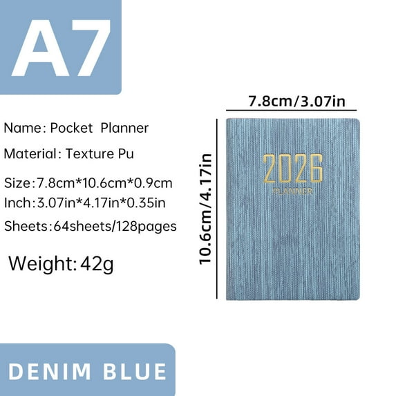 2pcs Portable A7 Weekly Planner 2026 Diary, Mini Creative Notebook with ...