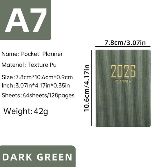 2pcs Portable A7 Weekly Planner 2026 Diary, Mini Creative Notebook with ...