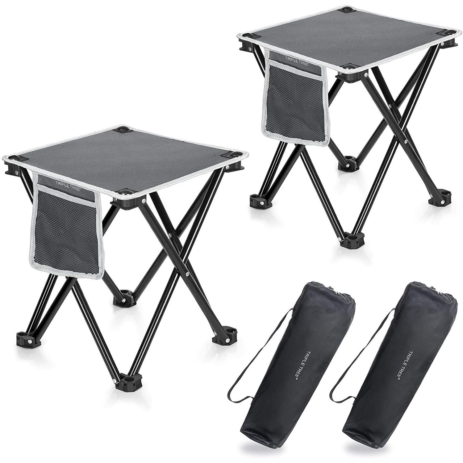 2pcs Portable Camping Stools with Package Bags, Reinforced Steel Frame ...