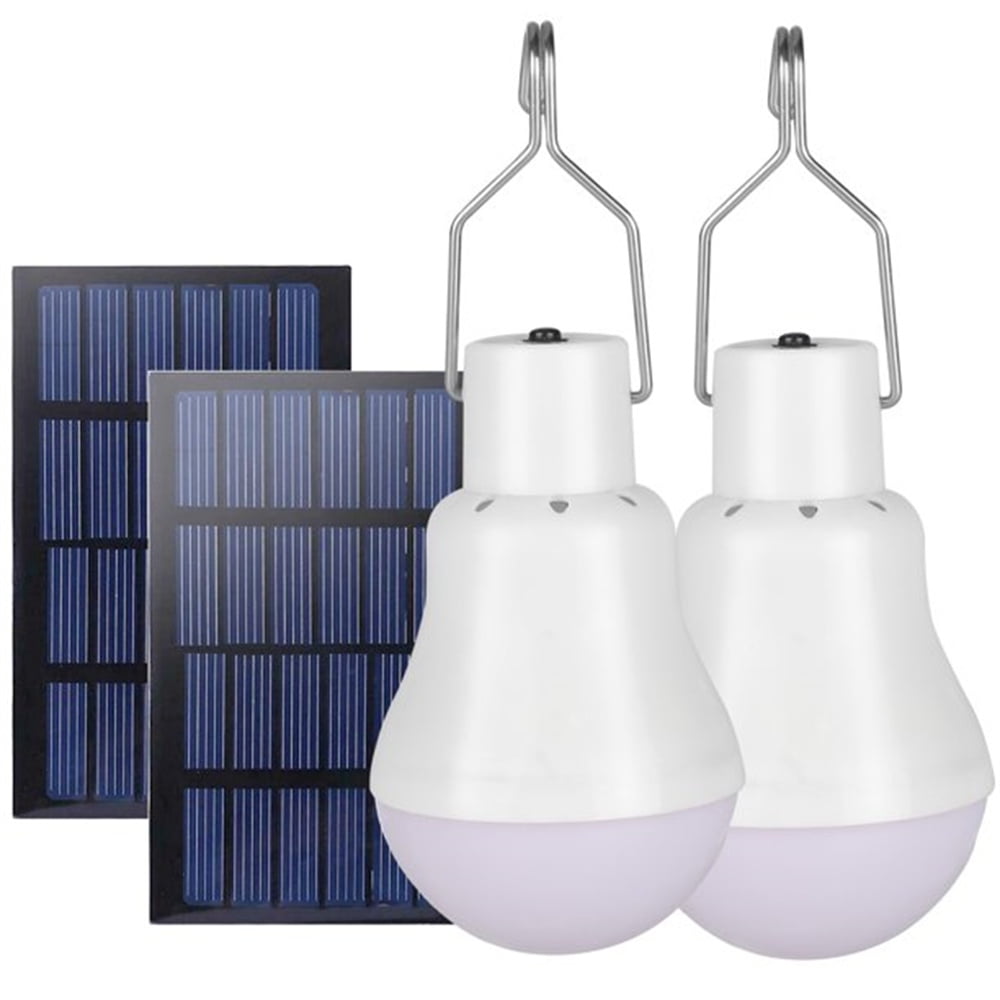 2pcs Portable Solar LED Light Bulb, Ledander Solar Powered Panel LED ...