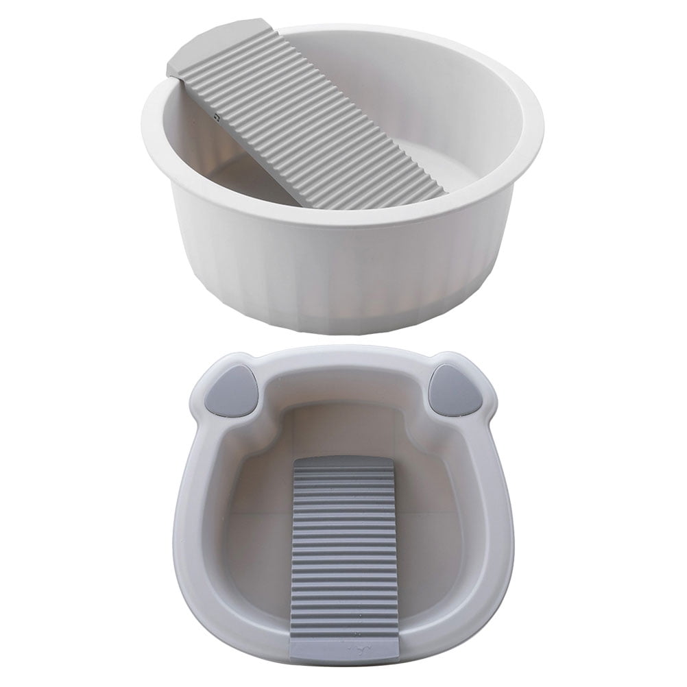 2pcs Portable Wash Basin With Washboard For Baby Clothes Plastic Hand ...