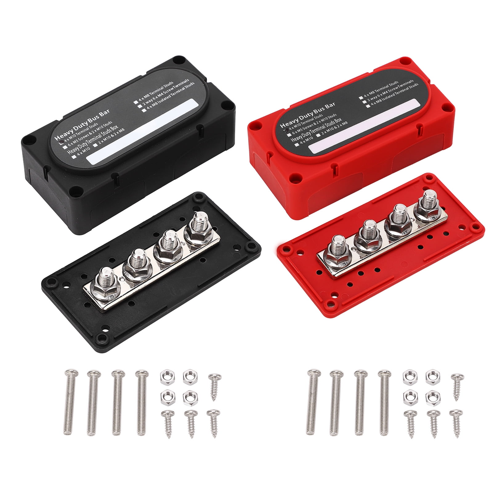 2pcs Power Distribution Block 4 Studs 300A Battery Bus Bar Universal ...