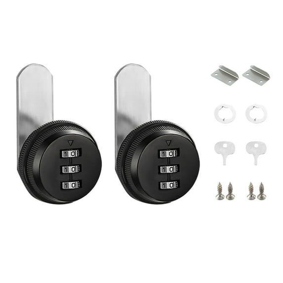 2pcs Practical 3 Digit Code Cams Lock In Silver for Mailbox and Drawer ...