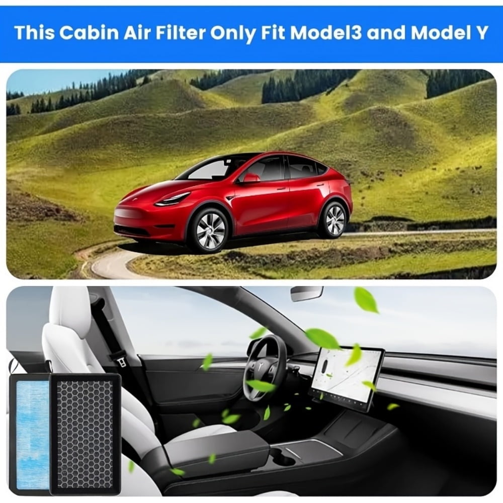 2pcs Premium Activated Carbon Air Filter for Tesla - High-Efficiency ...