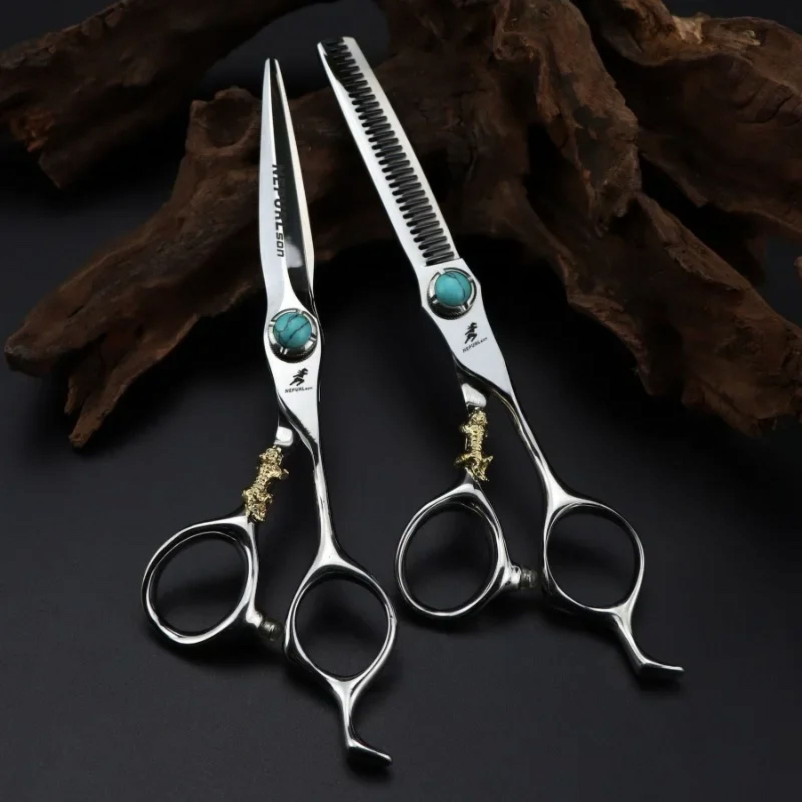 2pcs Professional JP440c steel 6 '' green gem hair scissors cutting ...