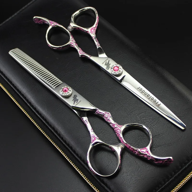 2pcs Professional Japan 440c Steel Pink Plum 6 '' Hair Scissors Cutting Barber Cut Hair Salon ...