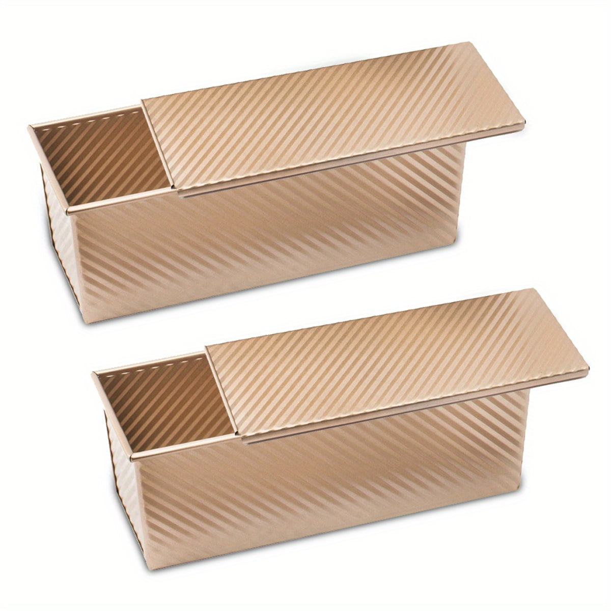 2pcs Pullman Bread Pan with Lid - 13x4-Inch Nonstick Carbon Steel Loaf ...