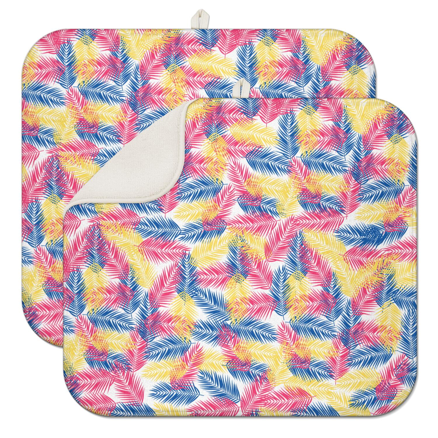 2pcs Purple Hawaii Palm Tree Dish Mat, Vibrant Ocean Sunset Aesthetic ...