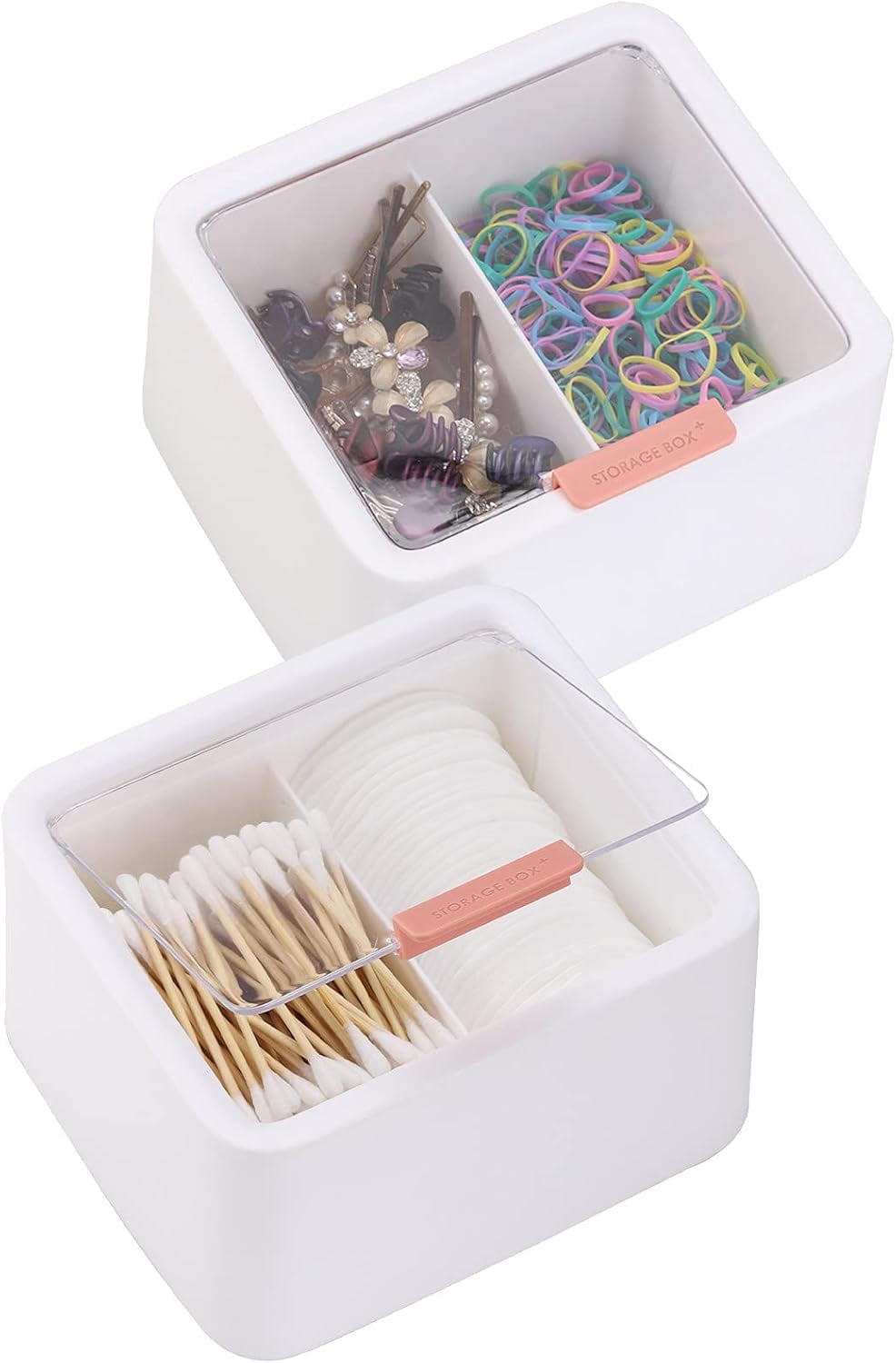 2pcs Qtips Holder - Middle Divider Cotton Pads Storage Dispenser ...