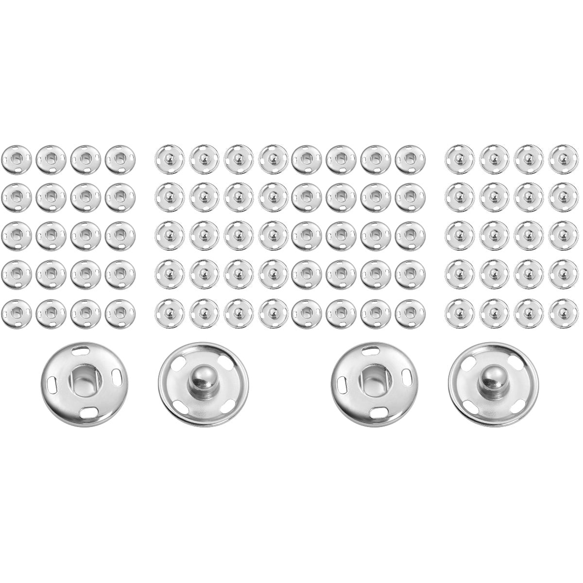 2pcs ROSENICE 50 Sets Sew On Snaps Buttons Metal Snaps Fasteners Press ...