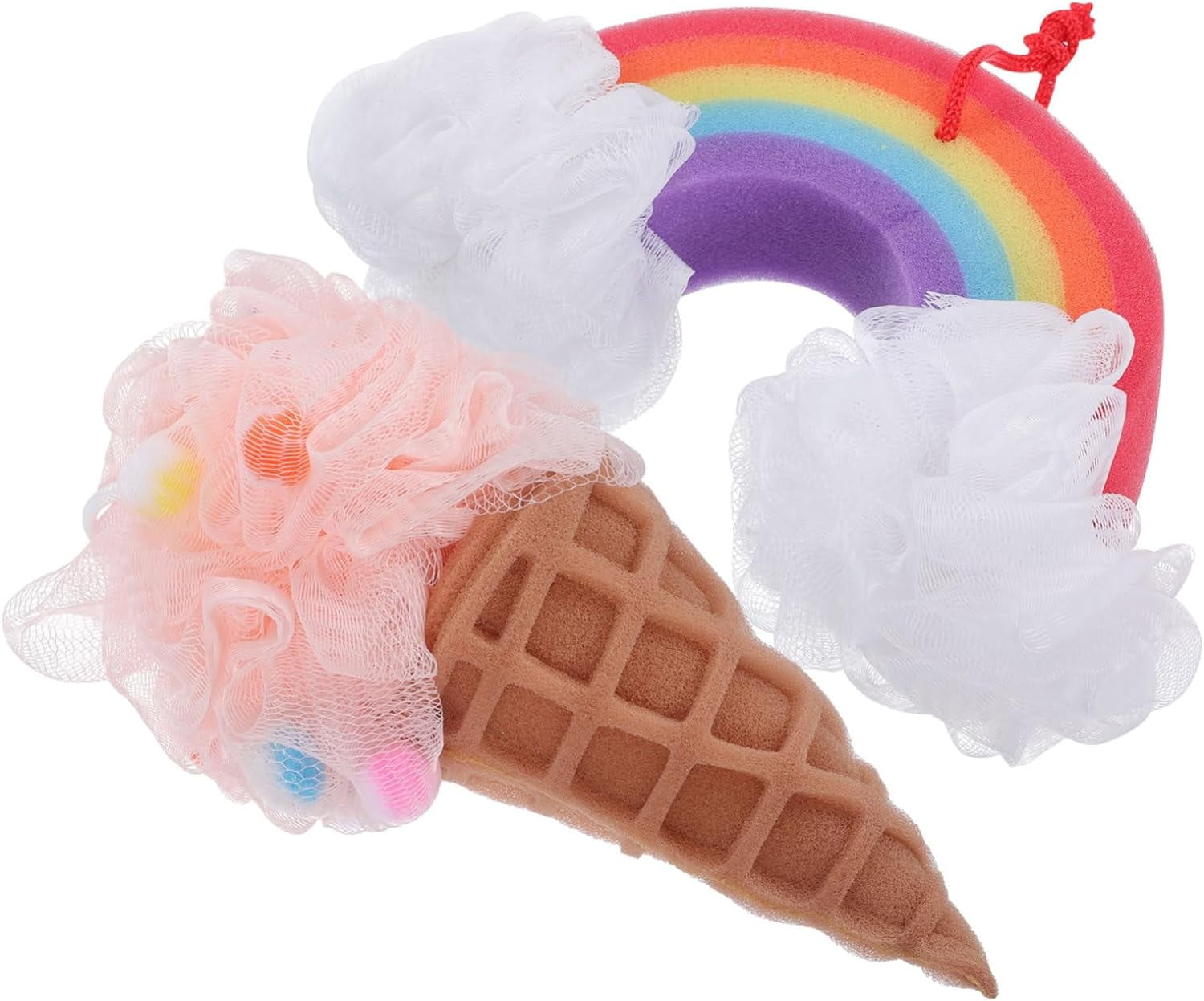 2pcs Rainbow Bath Flower Rainbow Bath Balls Ice Cream Bath Balls Body ...
