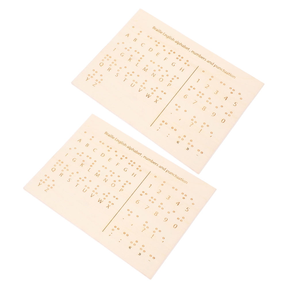 2pcs Raised Dots Braille Alphabet and Number Board Wooden Braille ...