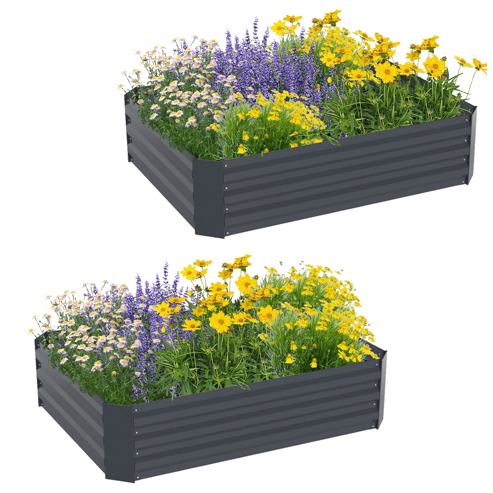 Yacona 2 pack Galvanized Raised Garden Bed, Metal Planter Boxes Outdoor ...