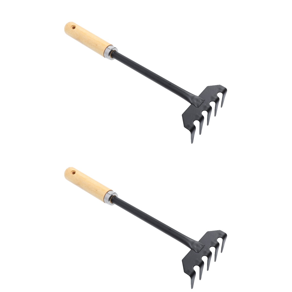 Set of 2 Small Garden Rake Mini Grass Cultivator Adjustable Hoe Child ...