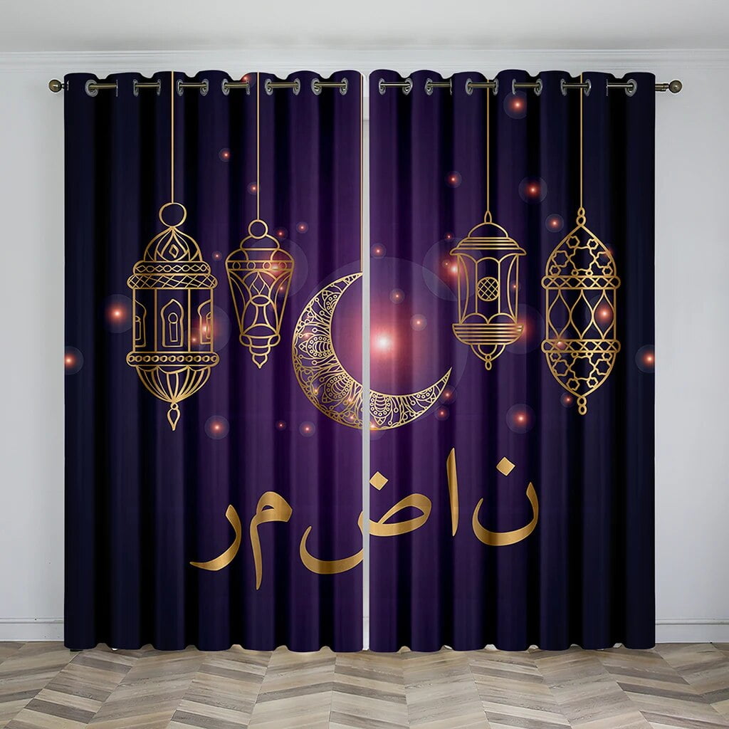 2pcs Ramadan Curtain Study Room Kitchen Living Room Dorm Rod Pocket Top ...